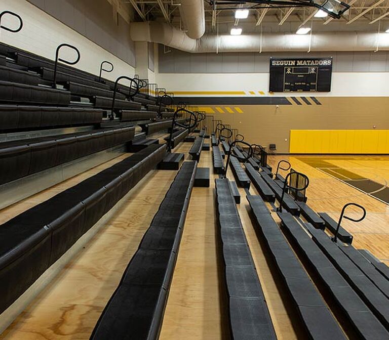 Seguin High School gymnasium telescoping stands from Irwin Seating…