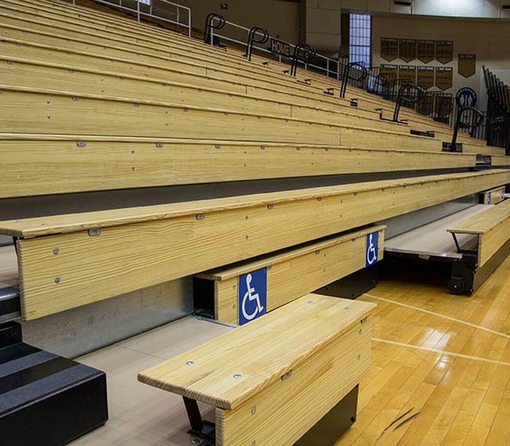 Shelbyville High School gymnasium with model 4500 telescoping stands…