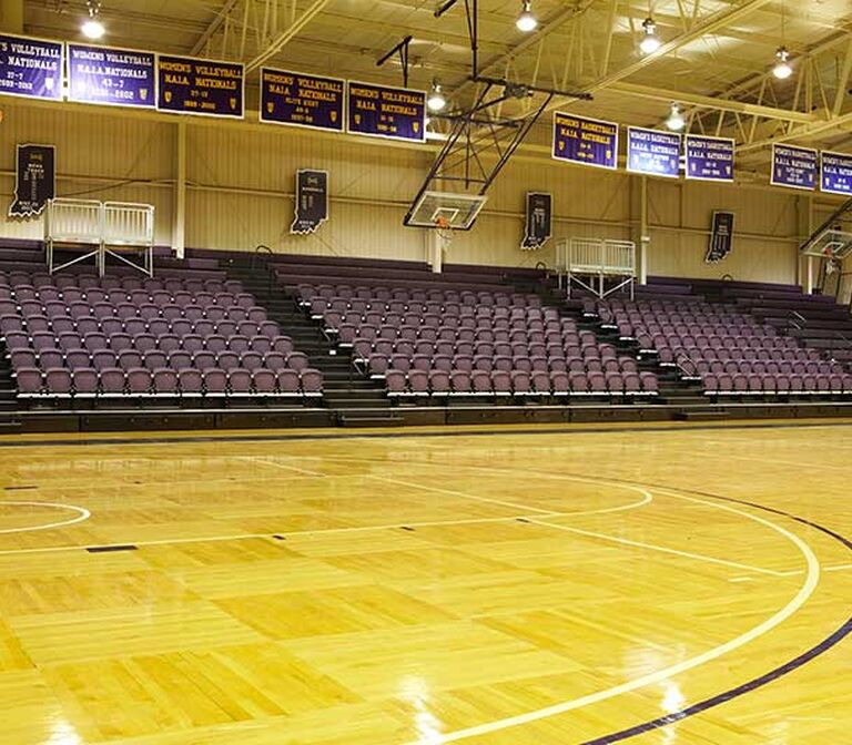 Taylor University Odle Arena with Irwin Seating model 4500 telescopic…