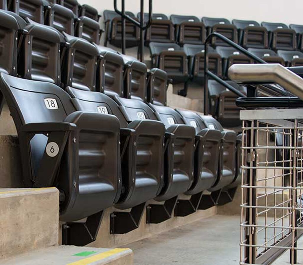 Towson University SECU Arena with Prestige telescopic platforms,…