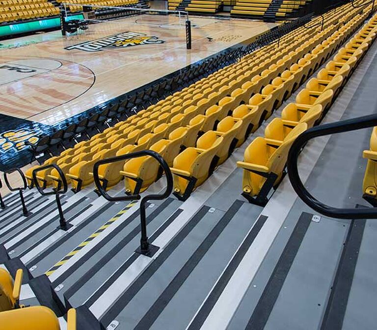 Towson University SECU Arena with Prestige telescopic platforms,…