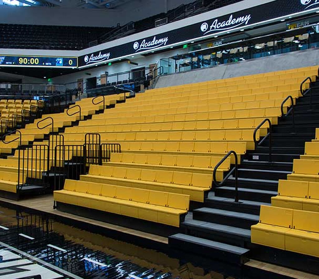 Towson University SECU Arena with Prestige telescopic platforms,…