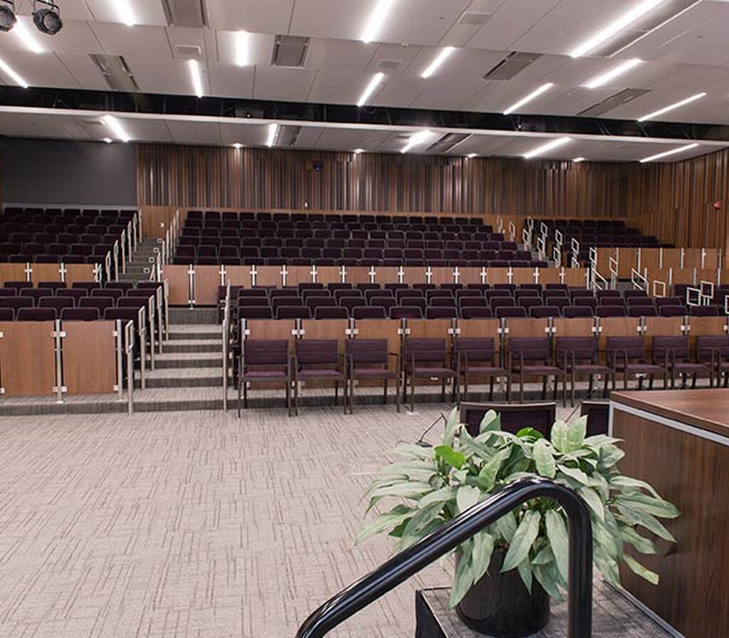 Utah S.J. Quinney College of Law auditorium seating with model…