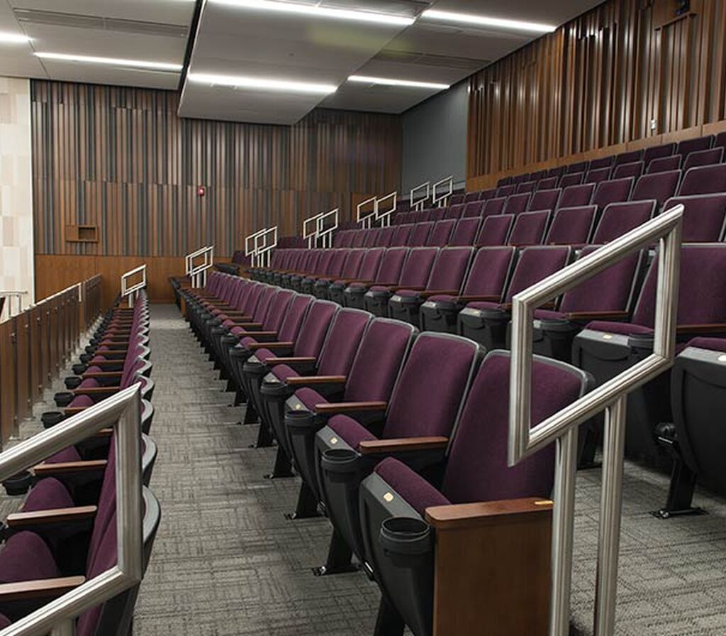 Utah S.J. Quinney College of Law auditorium seating with model…