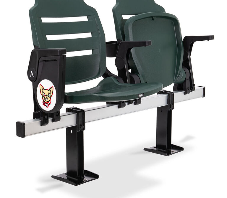 Centura rail-mount seating for sport and entertainment venues